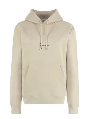 Saint Laurent Logo-print Hoodie - Neutrals