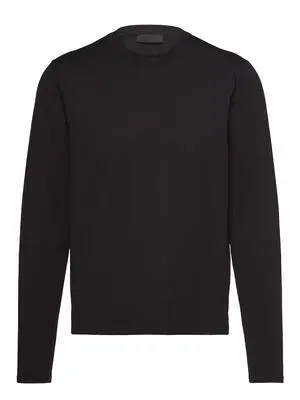 Prada Embroidered Logo Long-sleeve T-shirt - Black