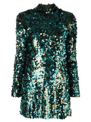 Emilio Pucci Sequinned Long-sleeve Mini Dress - Blue