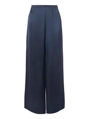 LESET LESET Barb Satin Wide-leg Pants Navy
