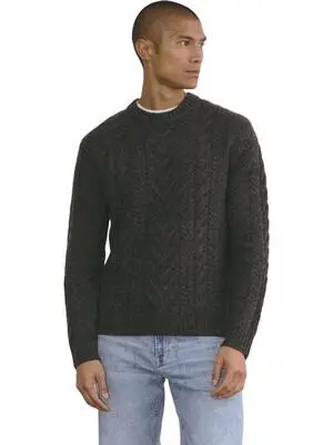 Everlane Felted Merino Cable-Knit Crew Neck Sweater Charcoal