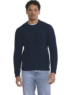 Everlane Felted Merino Cable-Knit Crew Neck Sweater Deep Navy