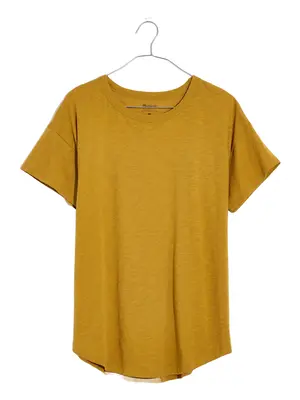 Madewell Whisper Cotton Ribbed Crewneck Tee Bronzed Lichen