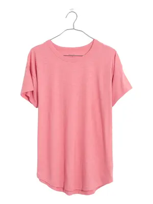 Madewell Whisper Cotton Ribbed Crewneck Tee Cafe Pink
