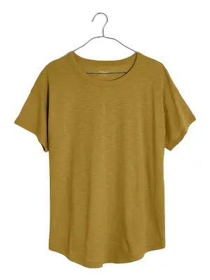 Madewell Whisper Cotton Ribbed Crewneck Tee Distant Olive