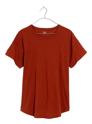 Madewell Whisper Cotton Ribbed Crewneck Tee Dusty Redwood