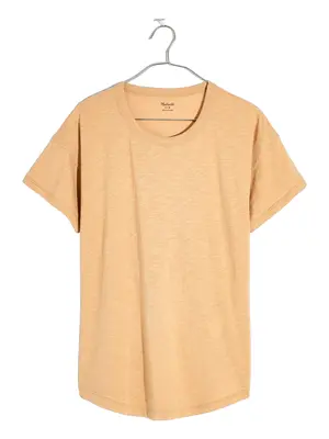 Madewell Whisper Cotton Ribbed Crewneck Tee Earthen Sand