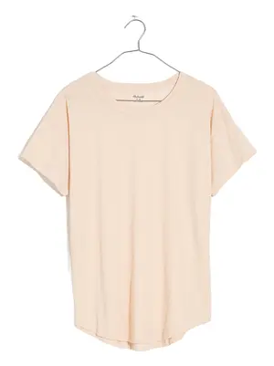 Madewell Whisper Cotton Ribbed Crewneck Tee Faraway Pink