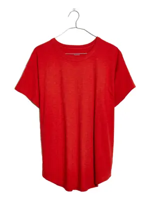 Madewell Whisper Cotton Ribbed Crewneck Tee Kilt Red