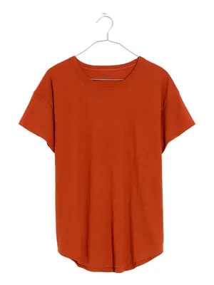 Madewell Whisper Cotton Ribbed Crewneck Tee Rusty Torch