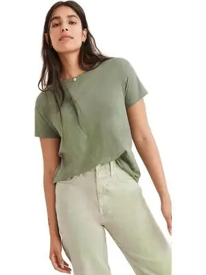Madewell Whisper Cotton Ribbed Crewneck Tee Simply Sage