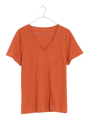 Madewell Whisper Cotton V-Neck Tee Afterglow Red