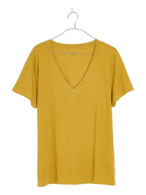 Madewell Whisper Cotton V-Neck Tee Bronzed Lichen