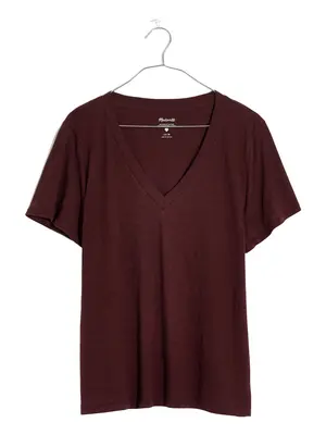 Madewell Whisper Cotton V-Neck Tee Chocolate Raisin