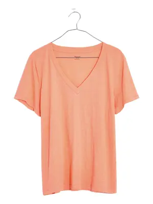 Madewell Whisper Cotton V-Neck Tee Coastal Coral