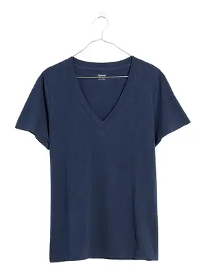 Madewell Whisper Cotton V-Neck Tee Dark Baltic