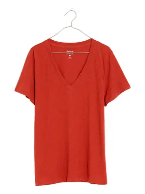 Madewell Whisper Cotton V-Neck Tee Dark Cinnabar