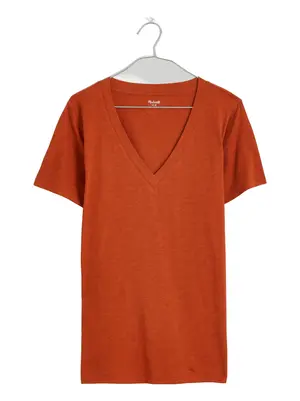 Madewell Whisper Cotton V-Neck Tee Faded Rust