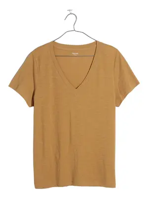 Madewell Whisper Cotton V-Neck Tee Golden Oak