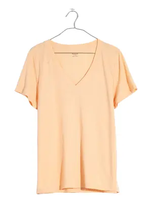 Madewell Whisper Cotton V-Neck Tee Peach Cream