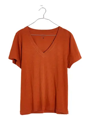 Madewell Whisper Cotton V-Neck Tee Rusted Clay