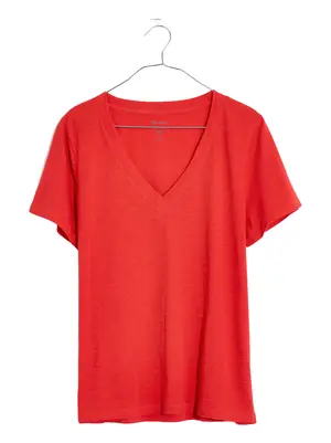 Madewell Whisper Cotton V-Neck Tee Siberian Red