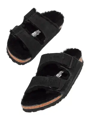 Madewell Birkenstock® Suede Arizona Sandals In Shearling Black