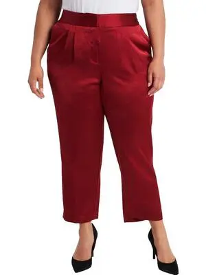 Vince Camuto Slim Leg Satin Trousers - Deep Red