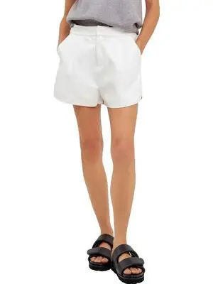 GREY LAB Faux Leather High-waist Shorts - White
