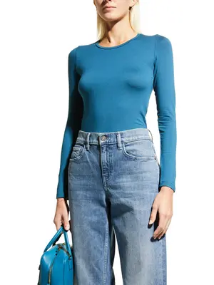 Majestic Filatures Majestic Filatures Soft Touch Long-Sleeve Top Blue Paon