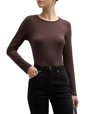 Majestic Filatures Majestic Filatures Soft Touch Long-Sleeve Top Coffee