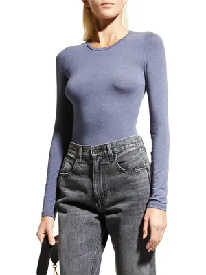 Majestic Filatures Majestic Filatures Soft Touch Long-Sleeve Top Denim Chine
