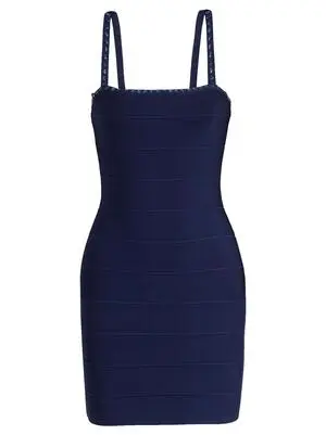 Herve Leger Crystal-trimmed Bandage Mini Dress - Navy