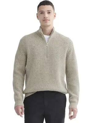 Everlane Felted Merino Half-zip Sweater - Heather Gravel Donegal