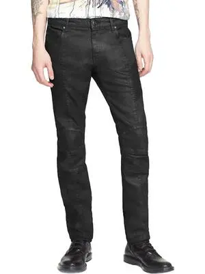 Pierre Balmain Coated Moto Jeans - Black