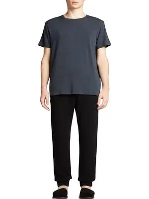 Derek Rose Marl Crewneck Short-sleeve Knit Tee Anthracite