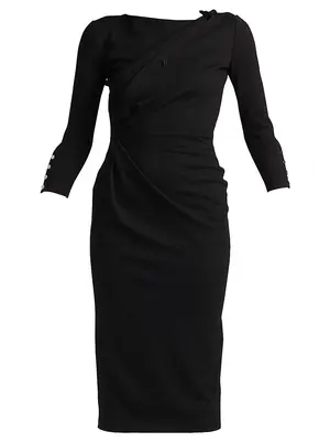 Giorgio Armani Asymmetric Keyhole Midi Dress - Black