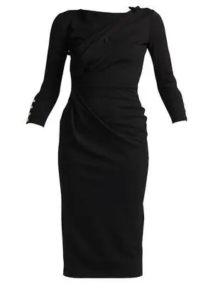Giorgio Armani Asymmetric Keyhole Midi Dress - Black