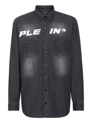 Philipp Plein Plein™ Logo Denim Shirt - Grey