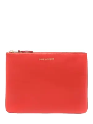 Comme Des Garçons Logo-print Leather Pouch - Orange