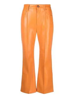 Nanushka Faux-leather Flared Trousers - Orange