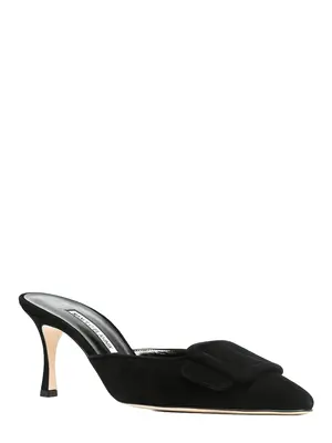 Manolo Blahnik Maysale Buckled Mules - Black
