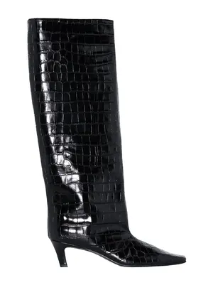 TOTEME Wide Shaft Croc-effect Boots - Black