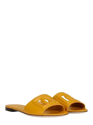 Dolce & Gabbana Dg Logo Leather Sandals - Yellow