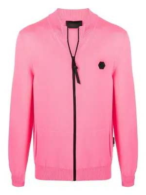 Philipp Plein Logo-patch Zip-up Cardigan - Pink