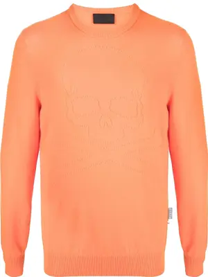 Philipp Plein Fine-knit Skull-motif Jumper - Orange