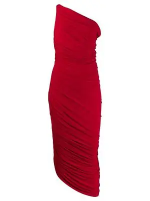 Norma Kamali Asymmetric Ruched Dress - Red