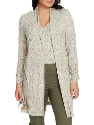 Chaus Jaspé Ribbed Belted Long Cardigan - Exotic Palm