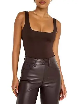 Good American Sculpting Modern Tank Bodysuit Bark003