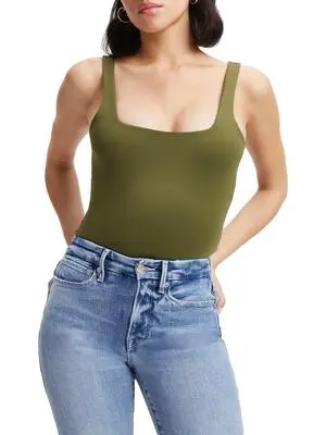 Good American Sculpting Modern Tank Bodysuit Juniper Green